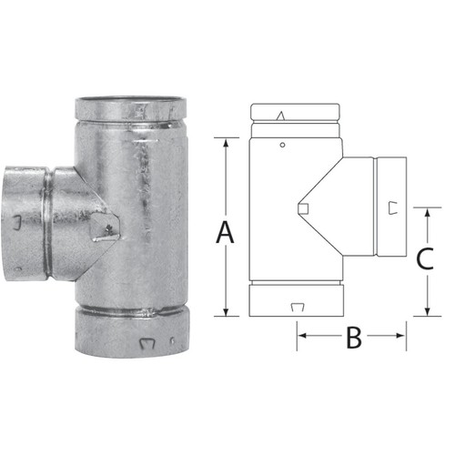SELKIRK RV 4 In. x 8-1/2 In. x 4-3/4 In. Gas Vent Tee 104100 SELKIRK RV ...