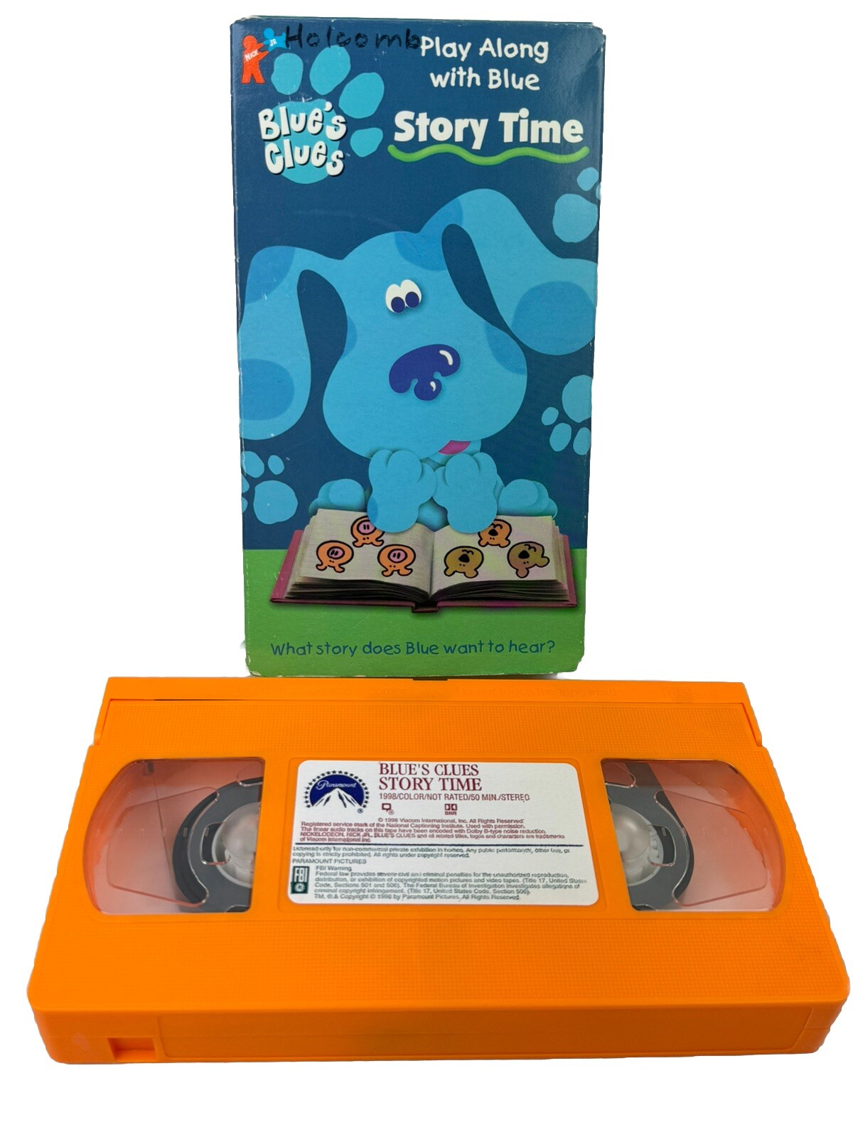 Blues Clues Story Time VHS 1998 Play Along With Blue Nick Jr Orange ...