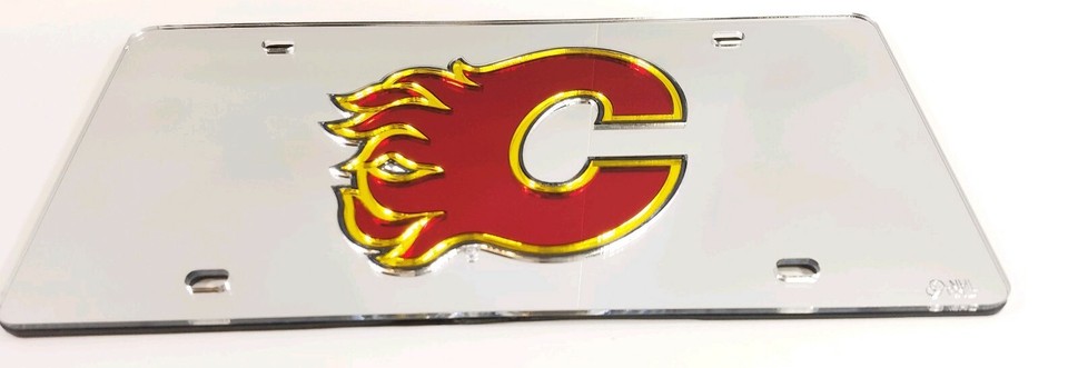 NHL Calgary Flames Laser License Plate Cut Auto Tag, Silver Acrylic Man ...