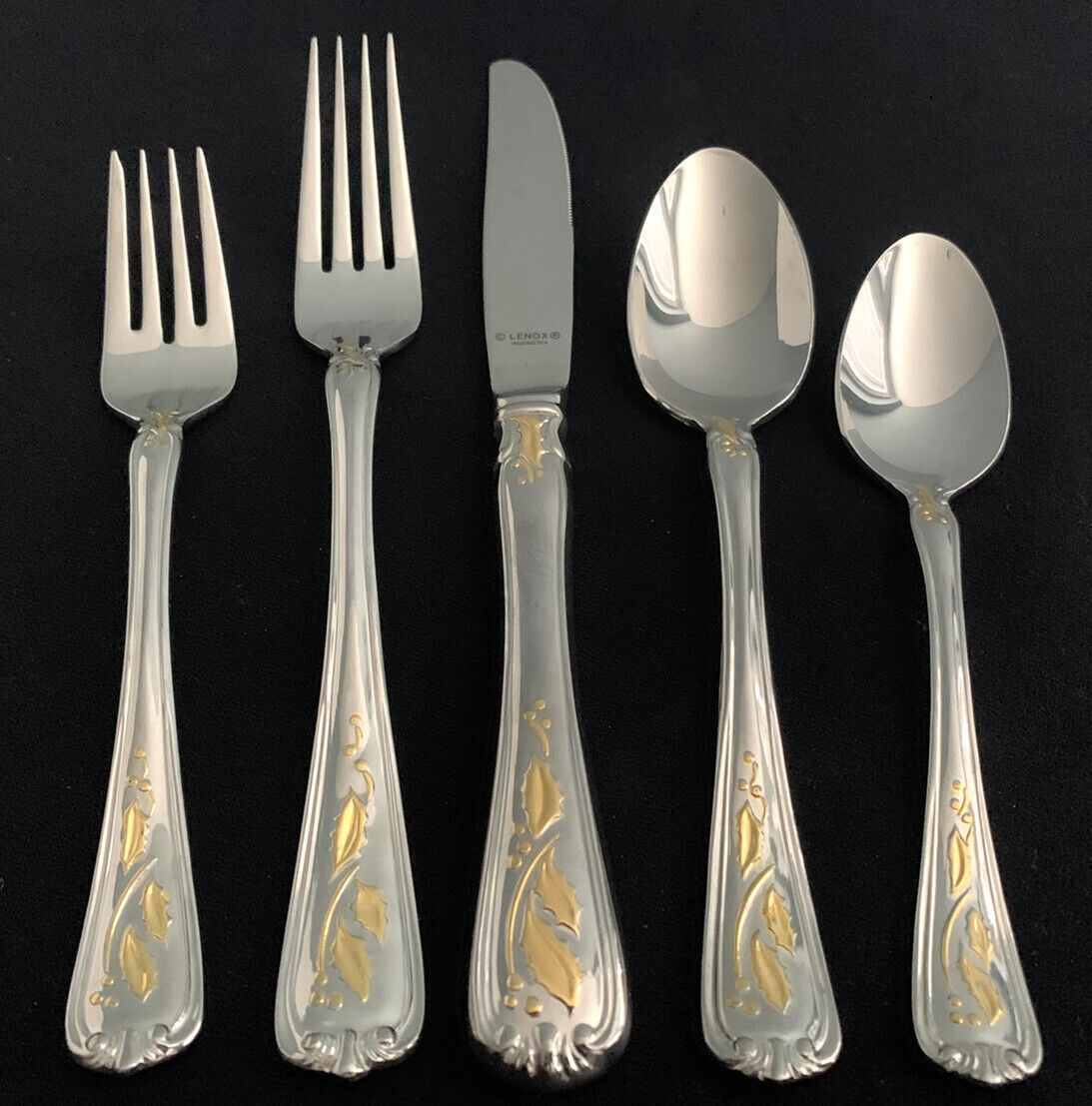 LENOX Stainless Glossy GOLDEN HOLIDAY Gold Accent Flatware CHOICE U Choose Piece | eBay