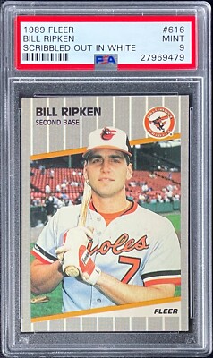 1989 Fleer - Bill Billy Ripken FF error #616 - PSA 9 - SCRIBBLED OUT IN ...