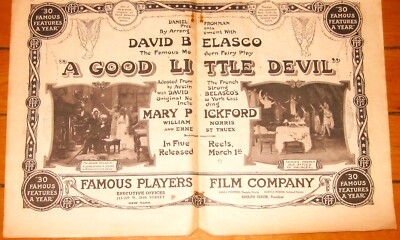 1914 LOST SILENT FILM A GOOD LITTLE DEVIL MARY PICKFORD 1ST FEATURE AD ...