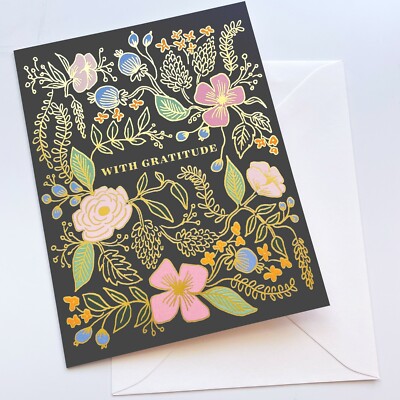 RIFLE PAPER CO. Thank You Card & Envelope - "WITH GRATITUDE" Floral ...
