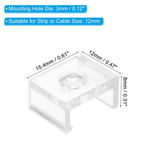 100pcs LED Strip Light Clips Mounting Bracket Fixing Clamp for 12mm ...