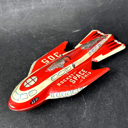 Space Rocket Space Ship 305 Automatic Toy Company 1950s Tin Toy ...