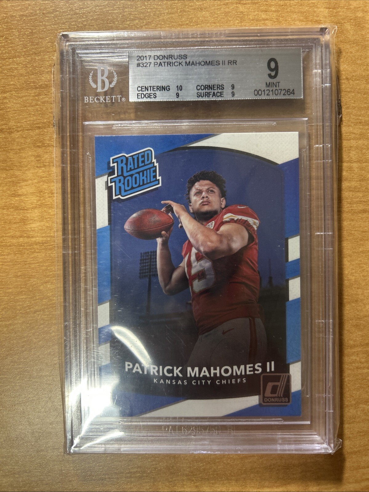 Patrick Mahomes 2017 Panini Donruss Football #327 Rated Rookie RC BGS 9 ...