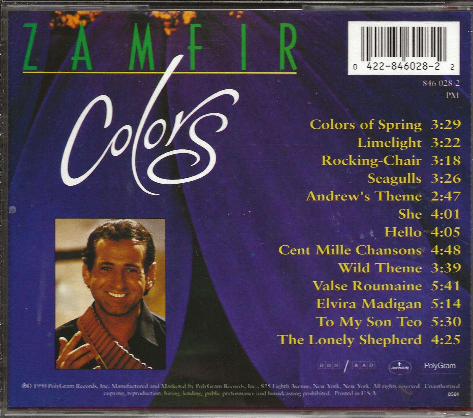 ZAMFIR - Colors (Mercury/Polygram #846 028-2 - USA, 1990) 42284602822| eBay