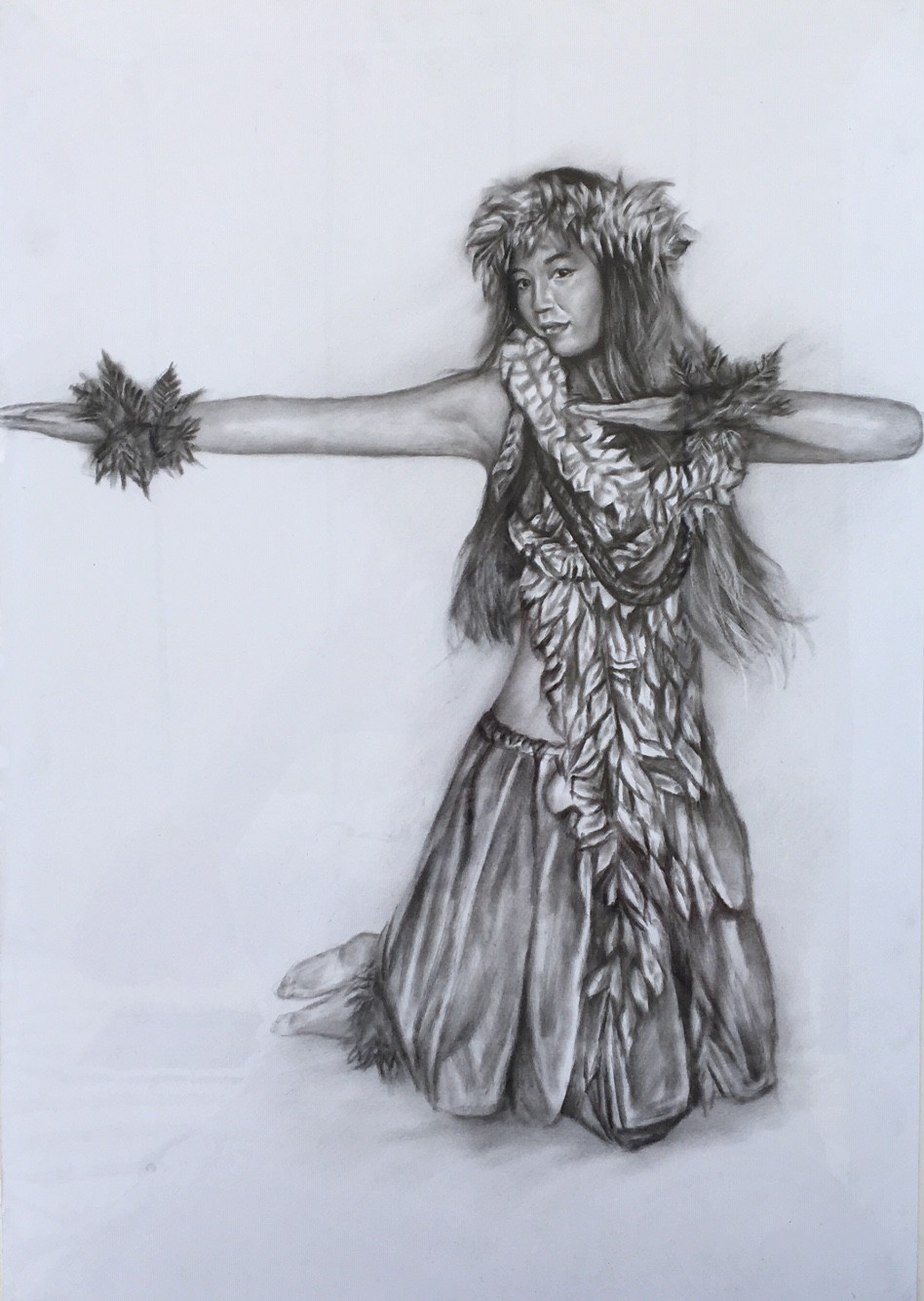 Charcoal Drawing - Original Drawing - Hula Dancer - Hawaiiana - #19 ...