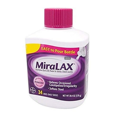 MiraLAX Powder Laxative 34 Doses 20.4 Ounce Softens Stool Relieves ...