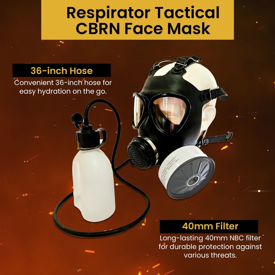 KYNG Gas Mask Respirator CBRN Face Mask w/NBC Sealed 40mm FILTER BOTTLE ...