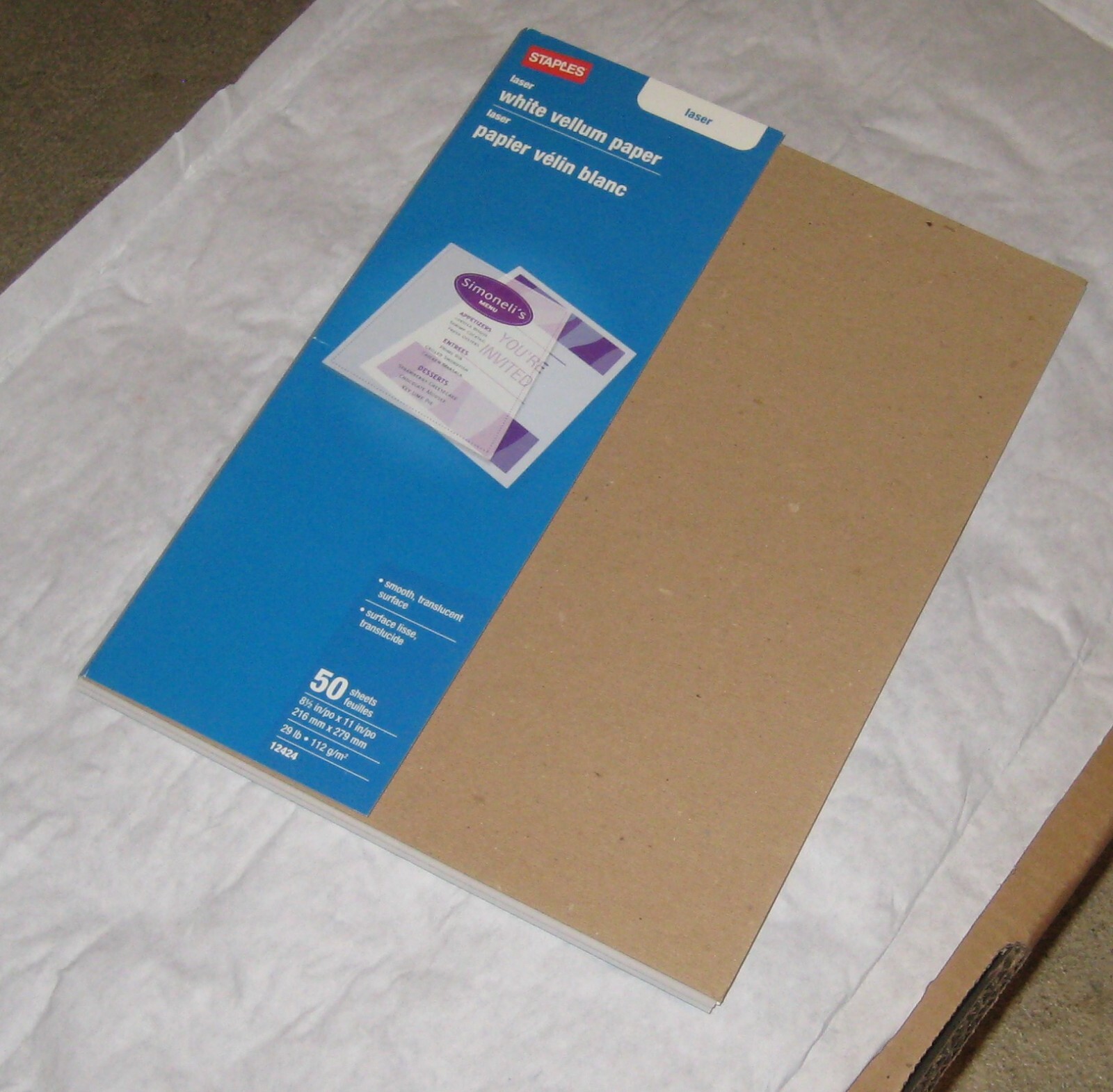 Staples Inkjet/Laser White Vellum Paper 8 1/2" x 11" 40 sheets 12424 | eBay