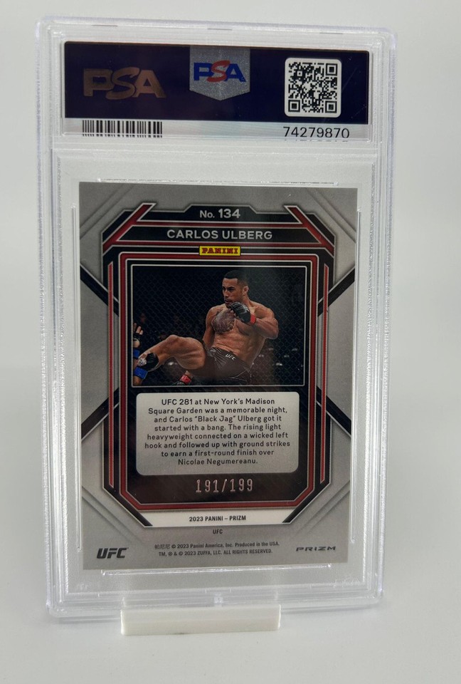 2023 Panini Red Prizm UFC #134 Carlos Ulberg RC Rookie 191/199 PSA 9 ...
