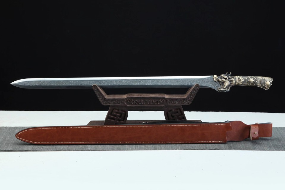 32''Handmade Chinese Dragon Han Dynasty Jian Stainless Steel Double ...