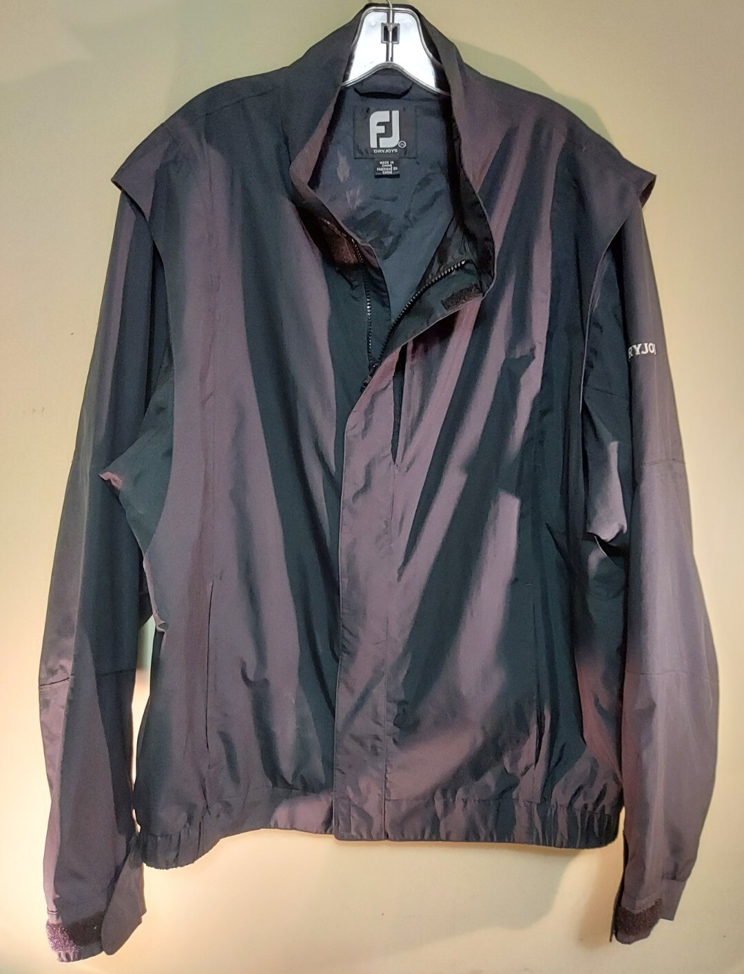 FOOTJOY DRYJOYS Men's XL Black Lined Full Zip Waterproof Rain Wind Golf ...