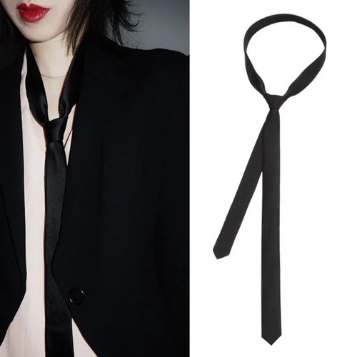 Classic Elegant Black Neck Tie 3cm Skinny Narrow Necktie Satin Super ...