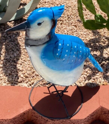 Metal Blue Jay Mockingbird Yard Art Garden Decor | eBay