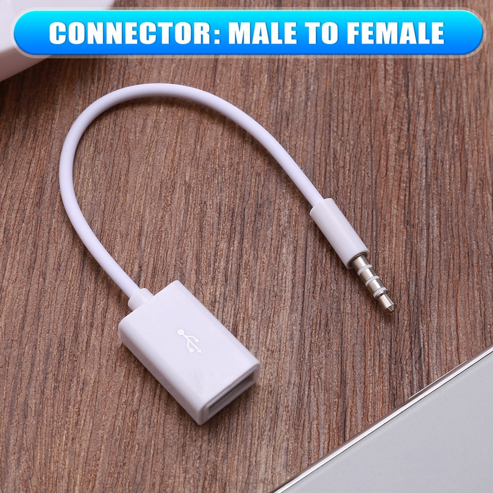 3.5mm Male AUX Audio Plug Jack To USB 2.0 Female Converter Cable Cord ...