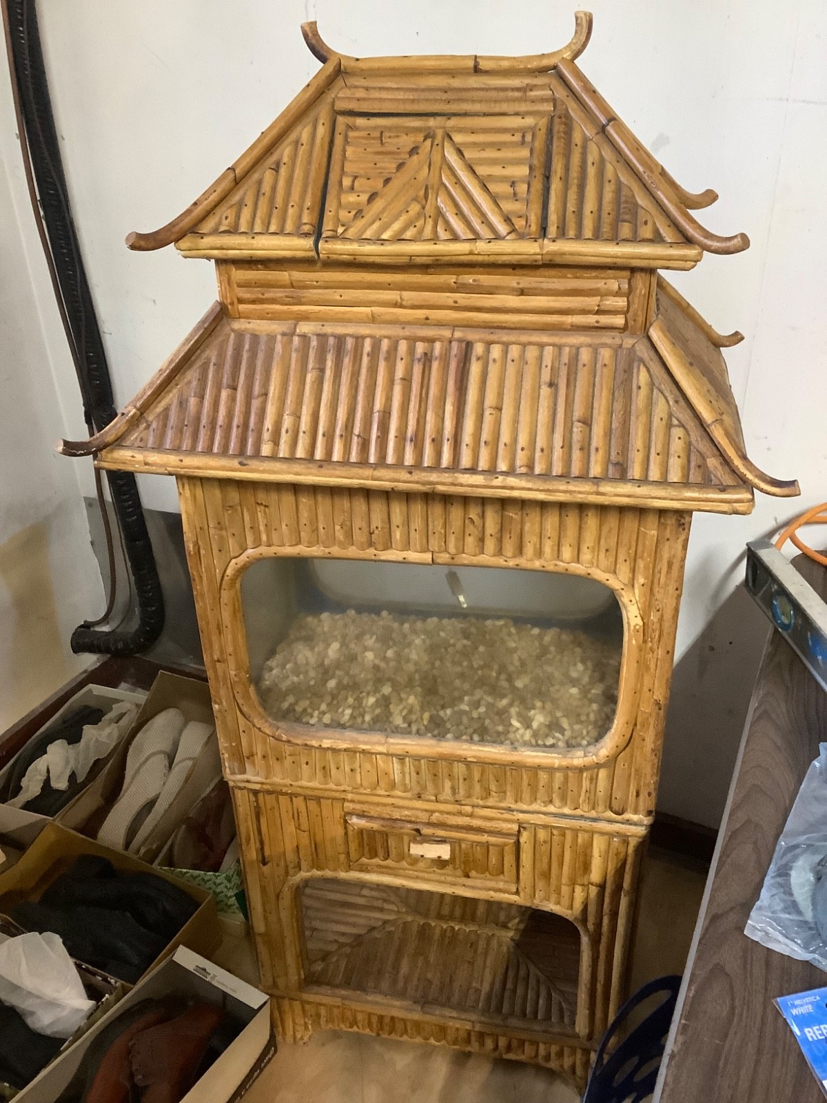Vintage 1950s rattan bamboo stand Glass Fish Tank 10 gallon Japanese ...