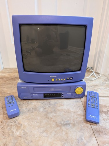 Purple Admiral 13" CRT TV With Matching VCR & Both Remotes Gaming Retro ...