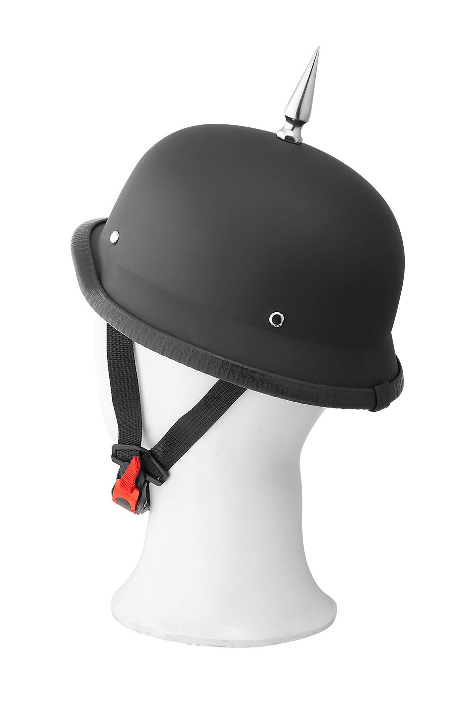 German Spike Novelty Helmet Flat Black with Unique SILVER SPIKE Half ...