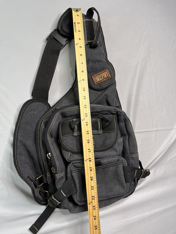 Eurosport Bag Gray Canvas Urban Sling Crossbody Backpack Hiking Outdoor ...