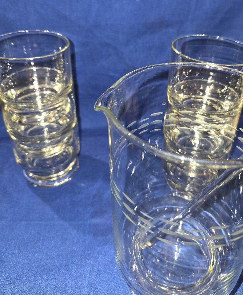 Princess House #407 Crystal Martini Pitcher & 6 Glasses, Stirrer ...