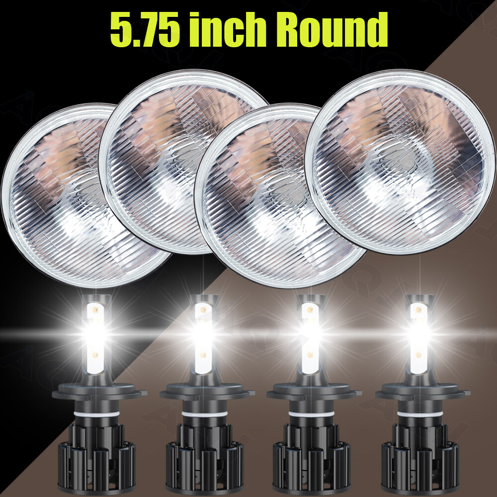 5-3/4" white LED H4 Light Bulb Crystal Clear H4 Headlight Set of 4 | eBay