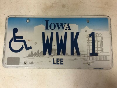 Expired IOWA Lee County Handicapped License Plate WWK-1 | eBay