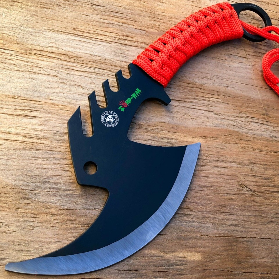 Tactical Zombie Tomahawk Throwing Fixed Blade Axe Hatchet Camping ...