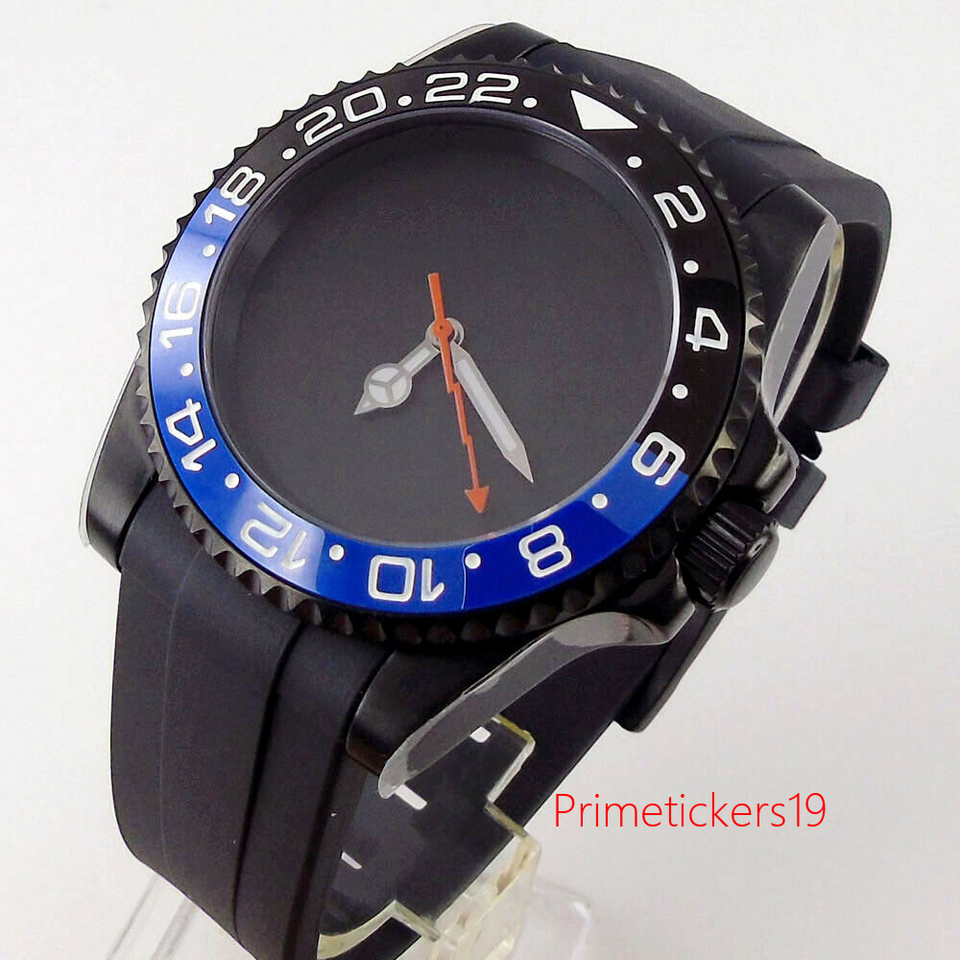 40mm Black PVD Automatic Men Watch NH35 Sapphire Glass Rubber Band ...