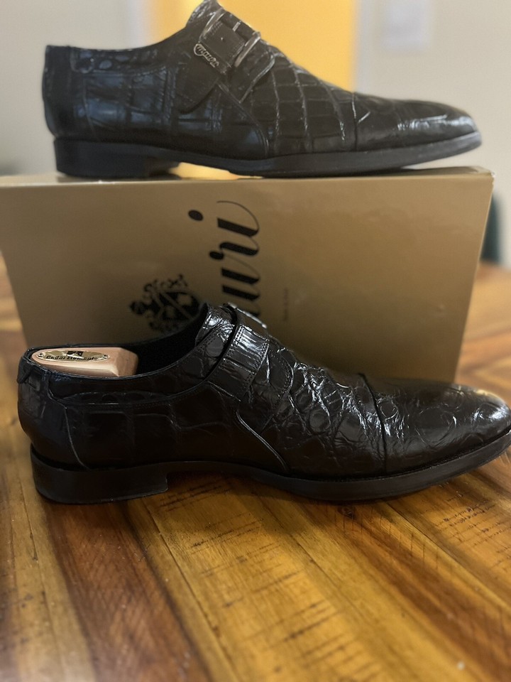 MAURI Genuine Alligator Men’s Italian Cap Toe Monk Strap Shoes, Size 10 ...