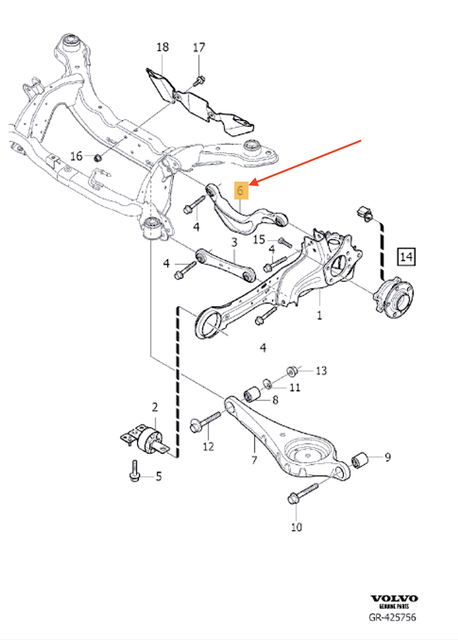 Volvo S60 II Wishbone - Rear Upper Back Left 2012 47031km 31406750 for ...