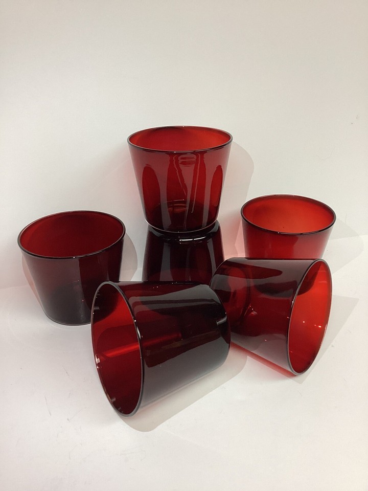 Vintage 6 Piece Set of Ruby Glasses. 3 x 3 1/2 | eBay