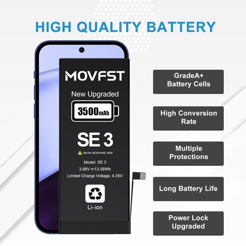 Replacement for iPhone SE 2022 3rd Gen Battery 3500mAh Li ion Polymer ...