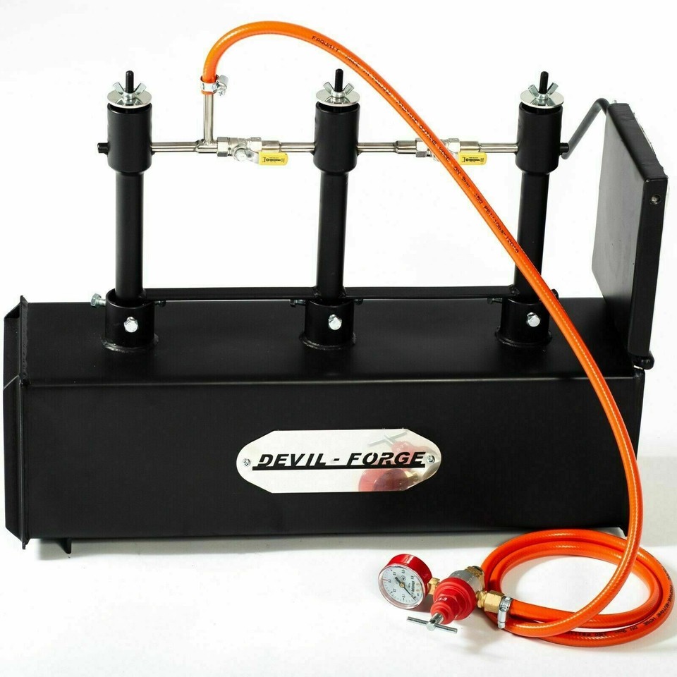 DEVIL-FORGE DFPROF3+1D Gas Propane Forge Farrier Burner Kiln +Tongs USA ...