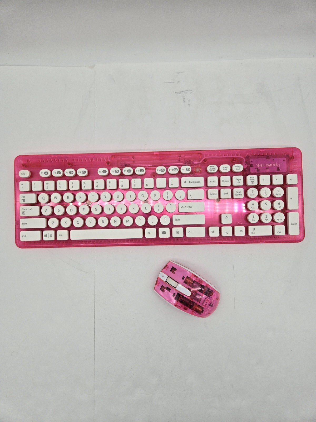 Rock Candy Clear Pink Palooza Wireless Keyboard Mouse PC/MAC Compatible ...