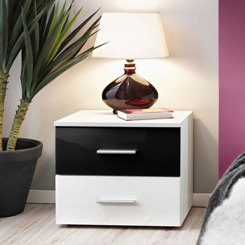 Table de Chevet "Vicky" 50cm Blanc & Noir 5902650266544 | eBay