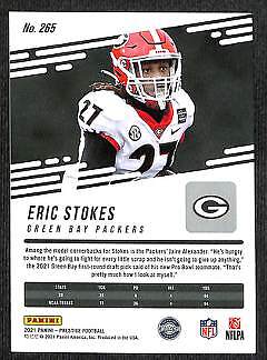 2021 Panini Prestige Eric Stokes #265 Rookie RC Football Card Packers ...