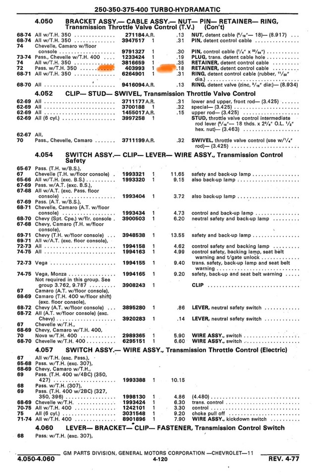 NOS GM 1969-1972 Buick Olds Chevy Throttle Cable Retainer Clip #1386458 ...
