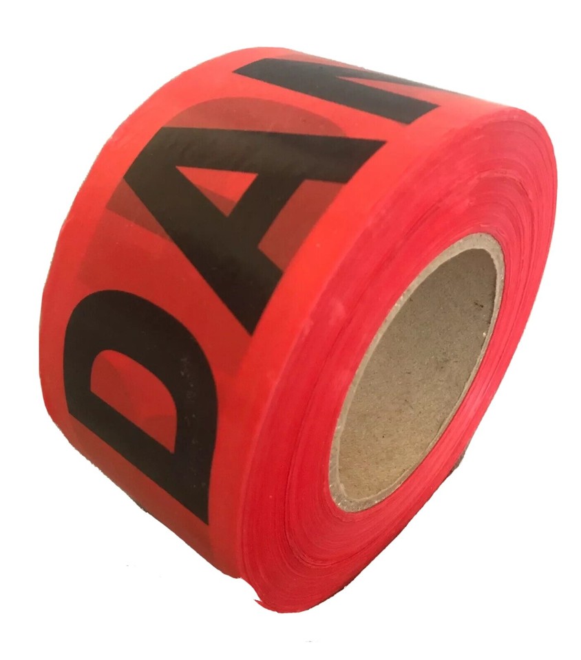 NEW Red High Visibility DANGER Barricade Safety Flagging Tape 3in x ...