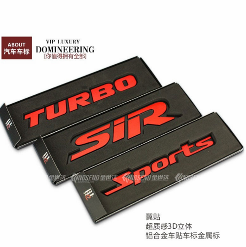 3pcs Metal Red Sport Turbo SiR Trunk Rear Fender Emblem Badge Decals ...