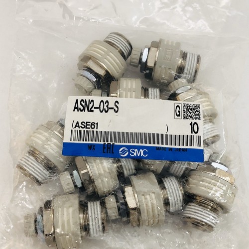 BAG OF 10 SMC ASN2-03-S EXHAUST METERING VALVE ASN2 PORT FLOW CONTROL ...