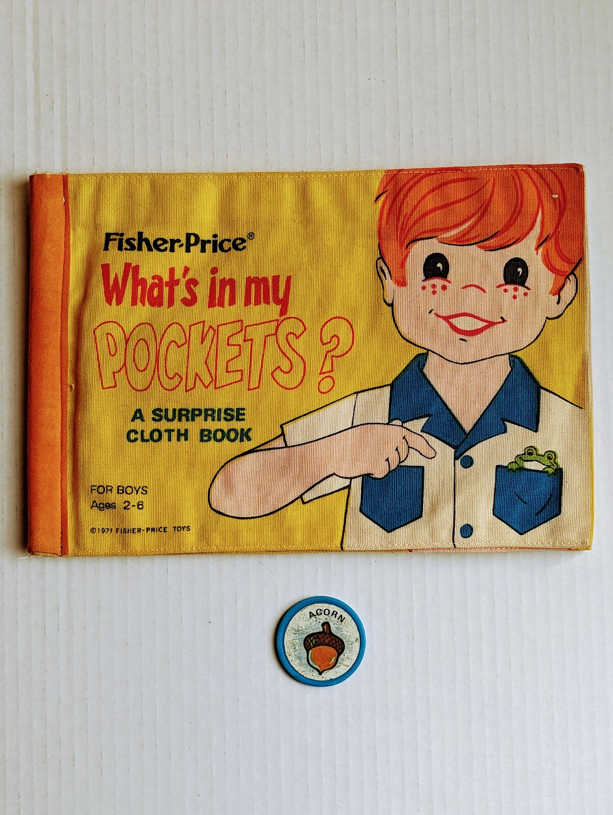 Fisher Price 1971 What's In My Pockets Boys Cloth Book VTG 1 Coin | eBay