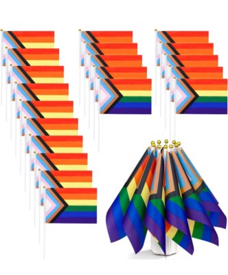 30 Pack Pride Flag, LGBT Hand Held Flag Mini Rainbow Flags | eBay