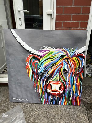 Steven Brown Highland Cow 40x40 Canvas | eBay UK