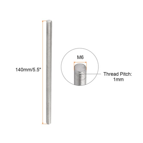 Fully Threaded Rod [for Clamps and U-Bolts] - M6x140mm /Silver/10Pack ...