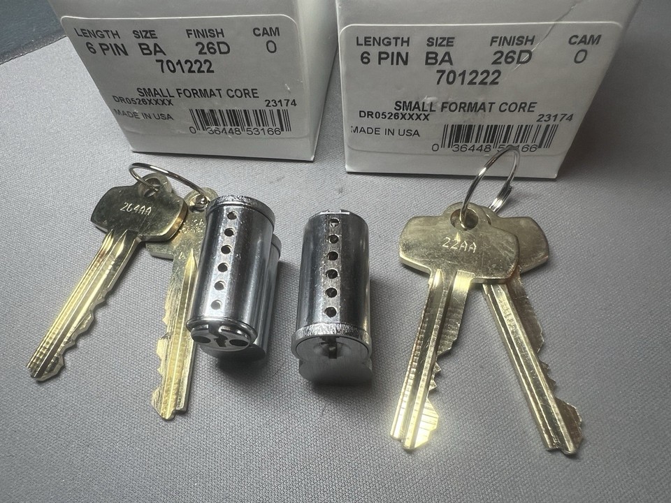 2 Pack Kaba Ilco 6-Pin Interchangeable Core Master Key System 44 NO ...