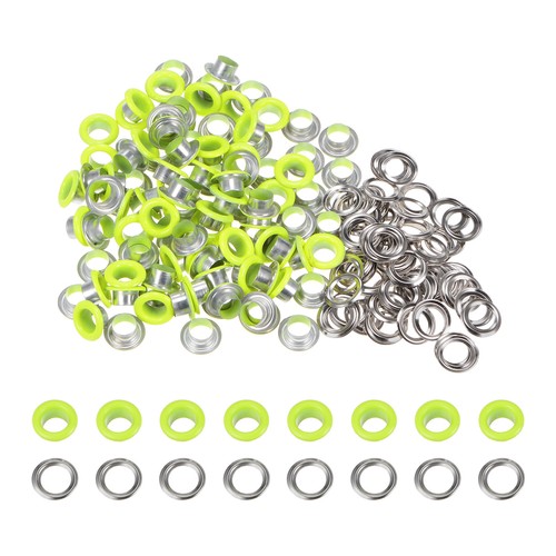 100 Set Round Grommets 6mm Hole Metal Eyelets with Washers, Neon Green ...