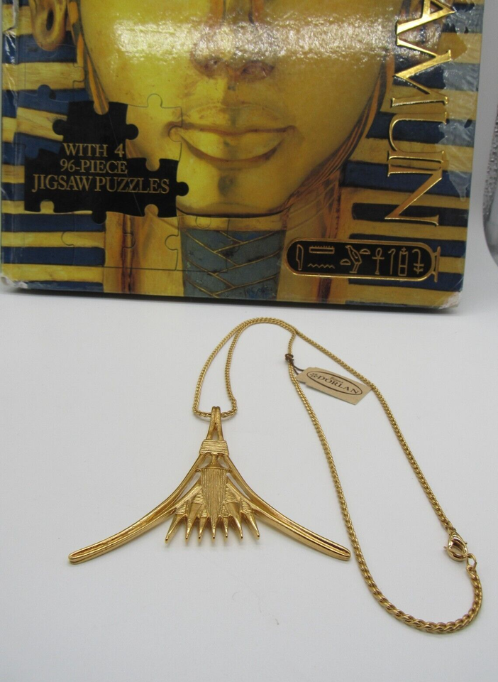 Vintage D'Orlan Bijoux Goldtone Eqyptian Revival Papyrus Pendant ...