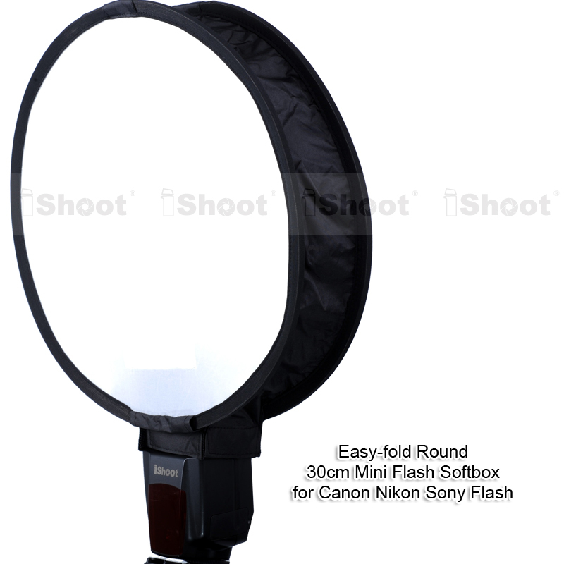 30cm Easy-fold Round Mini Flash Softbox Diffuser Reflector for Sony ...